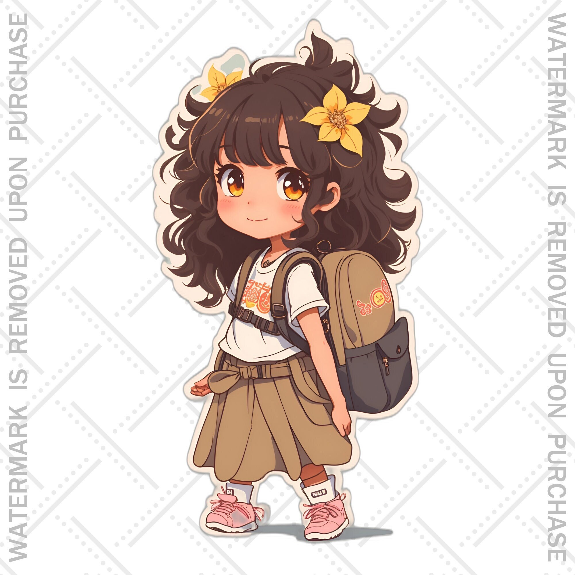 Chibi With Brown Curly Hair