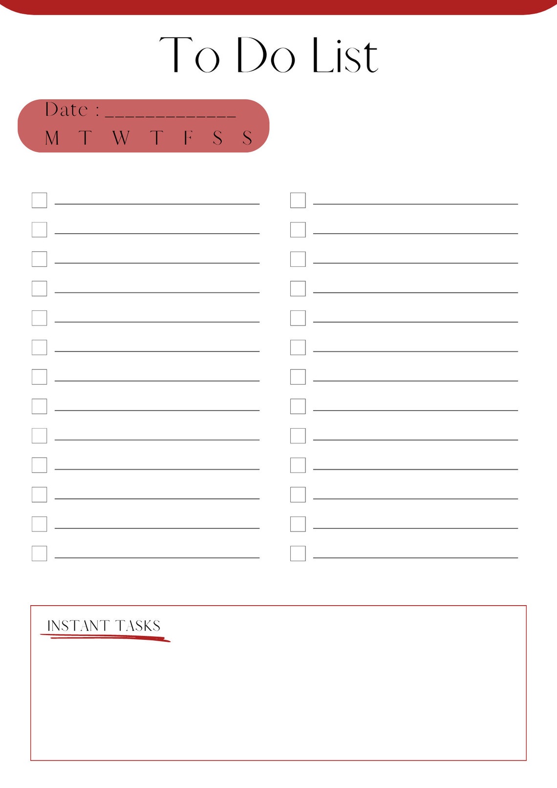 Daily and Weekly Printable To-do List - Etsy