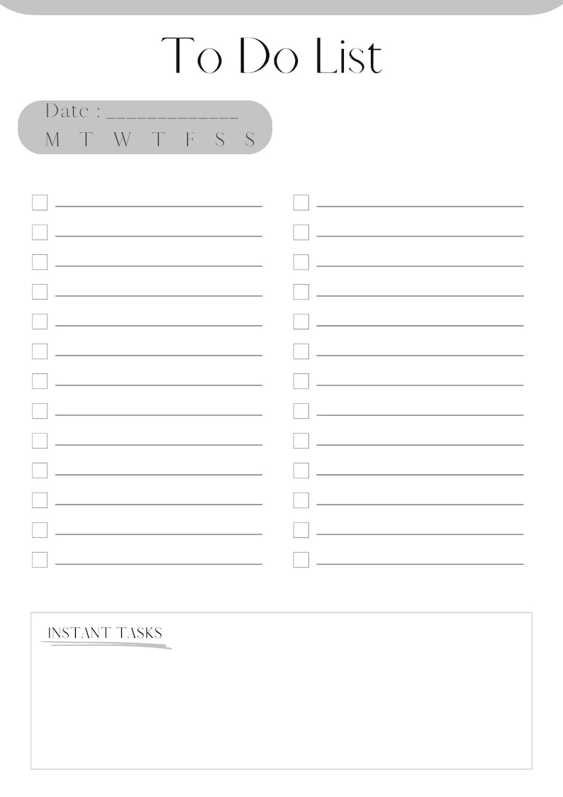Daily and Weekly Printable To-do List - Etsy
