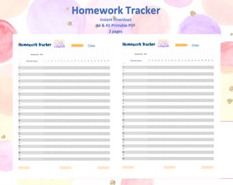 Digital Homework Tracker, Homework Tracker, Printable Homework Tracker ...