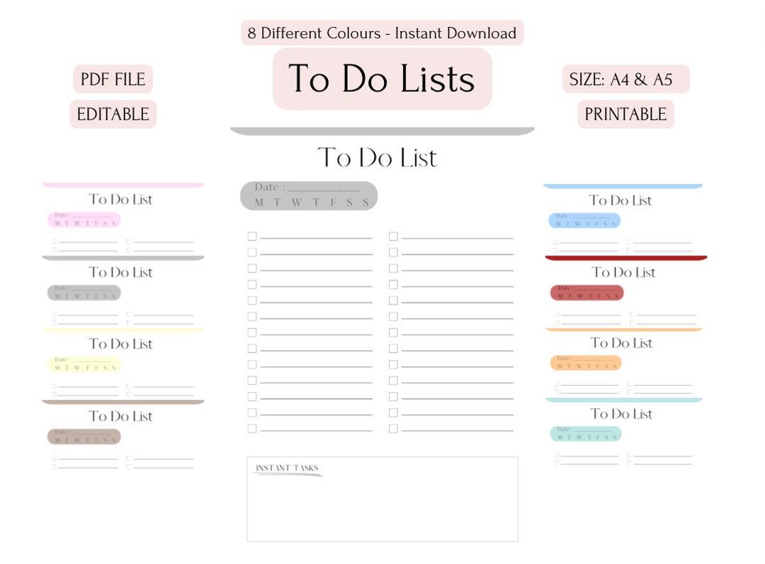 Daily and Weekly Printable To-do List - Etsy