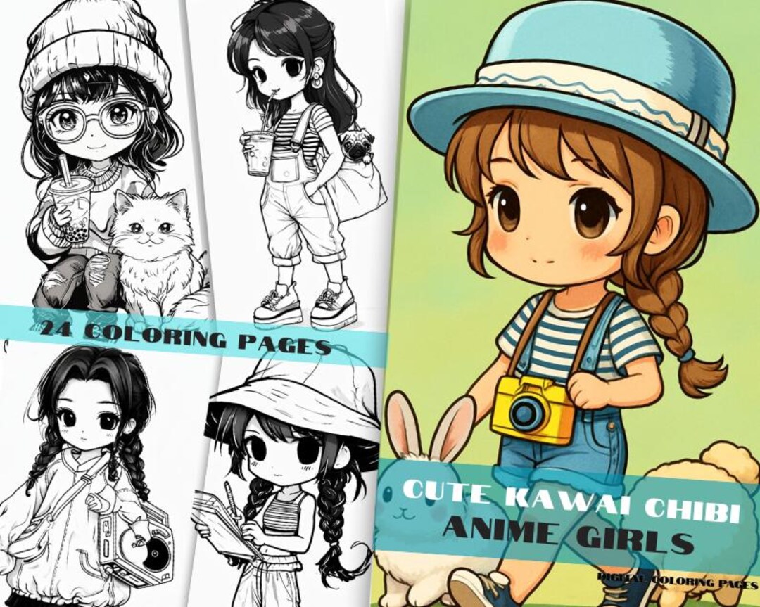 Kawaii Chibi Anime Girls Coloring Book, Manga Art (digital Download) - Etsy