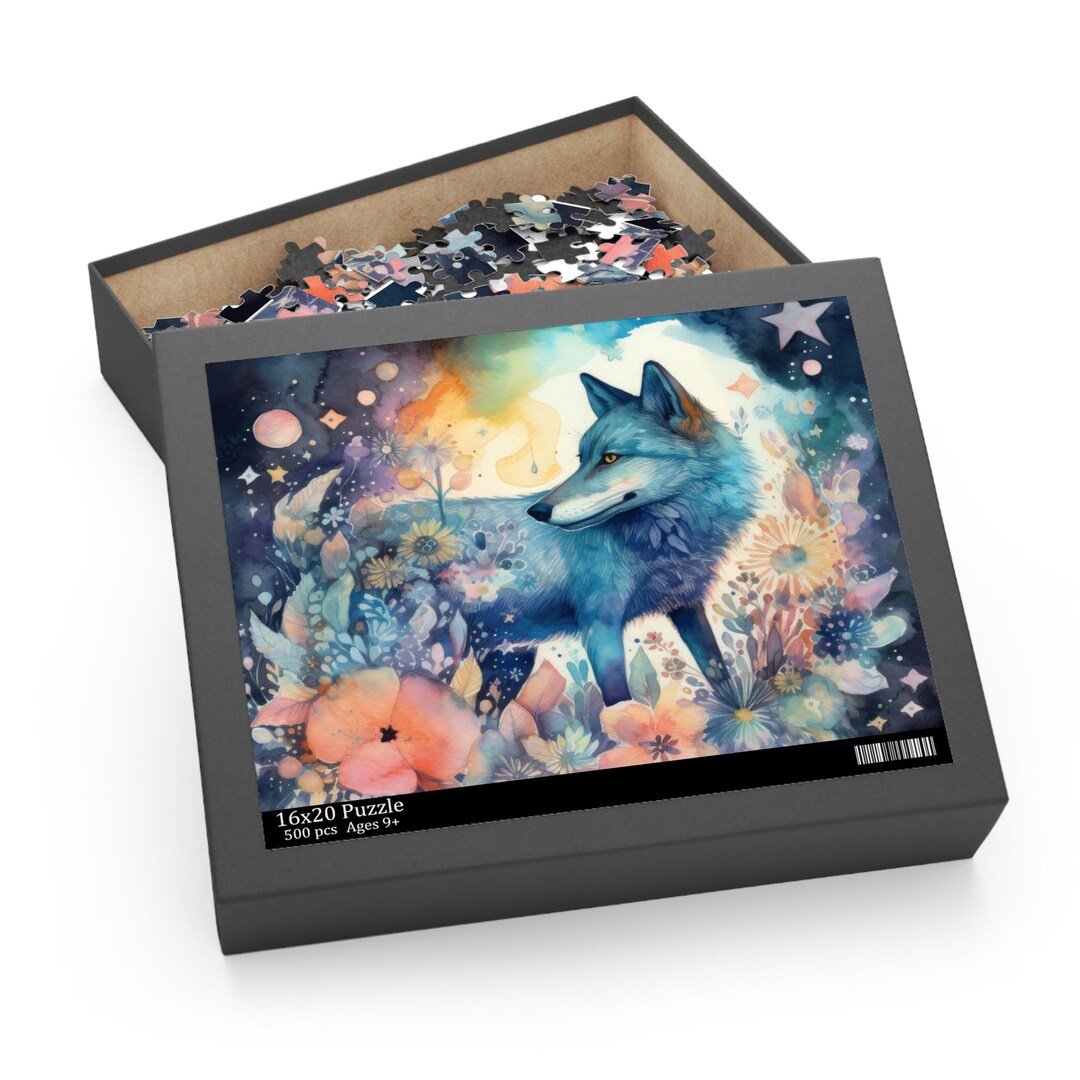 Wolf Puzzle Animal Puzzle Wolf in a Night Garden Jigsaw Puzzle - Etsy