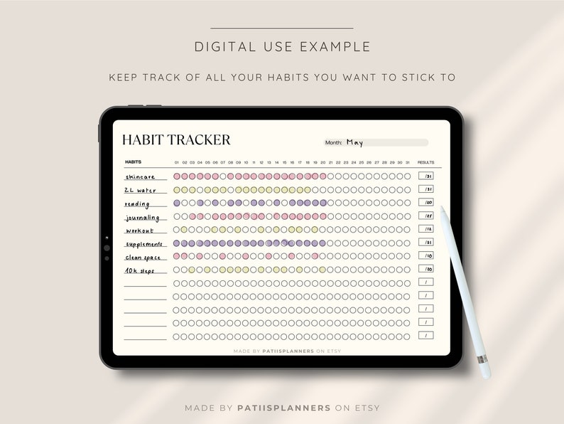 Monthly Habit Tracker | Digital & Printable | Goodnotes | Minimalist ...