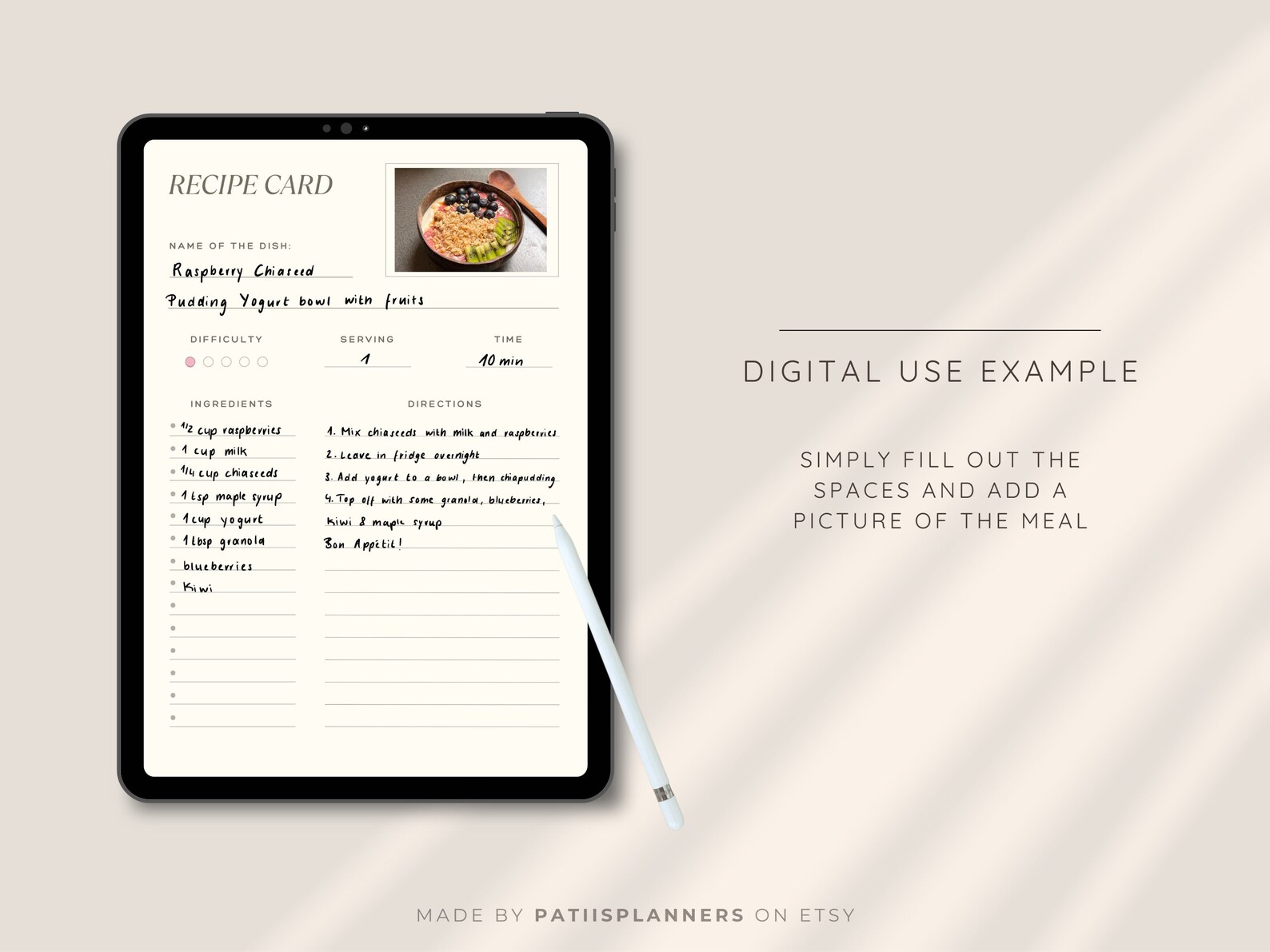 Recipe Book Template Printable, Digital Recipe Planner, Blank Recipe ...