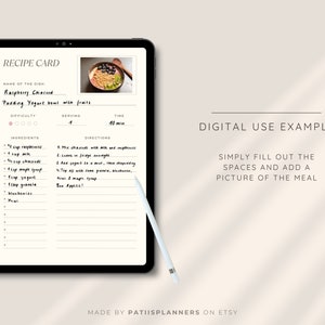 Recipe Book Template Printable, Digital Recipe Planner, Blank Recipe ...