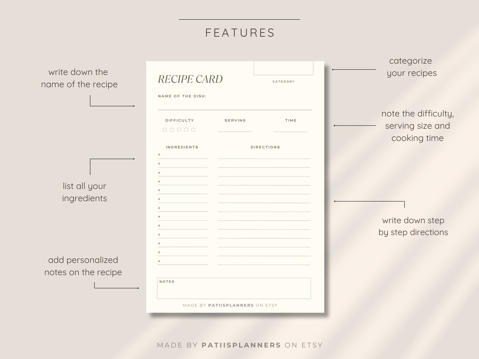 Recipe Book Template Printable, Digital Recipe Planner, Blank Recipe ...
