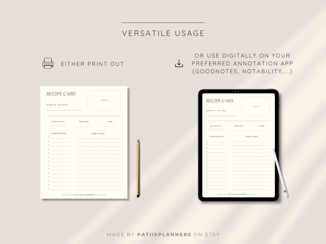 Recipe Book Template Printable, Digital Recipe Planner, Blank Recipe ...