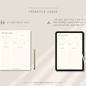 Recipe Book Template Printable, Digital Recipe Planner, Blank Recipe ...