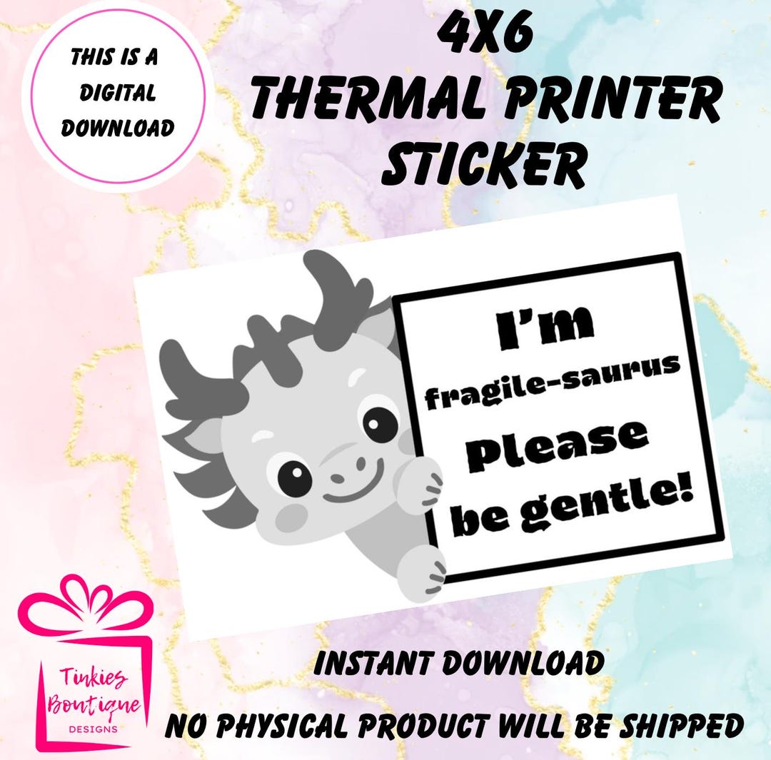Dino Thermal Printer Label: Trendy Packaging Sticker (digital Download ...