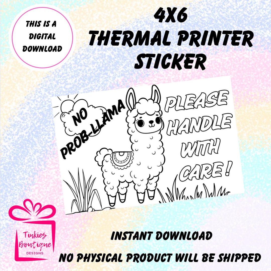 Llama Thermal Printer Sticker: Trendy Packaging Label (digital Download ...