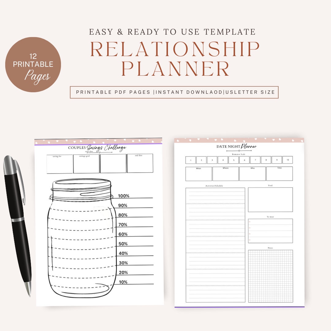 Relationship Planner, Printable Planner, Build Strong Loving ...