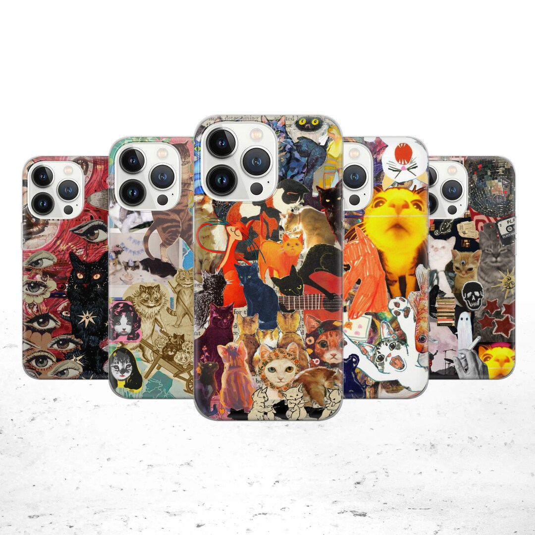 Funny Animal Phone Case Meme Cat Cover for Pixel 9 8 7 Pro, iPhone 16 ...