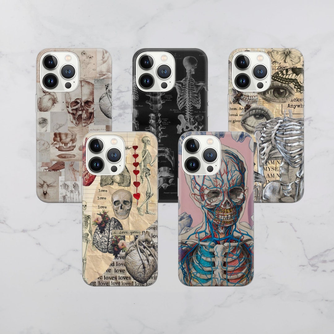 Anatomy Skeleton Phone Case Spooky Cover for Pixel 9 8 7 Pro, iPhone 16 ...