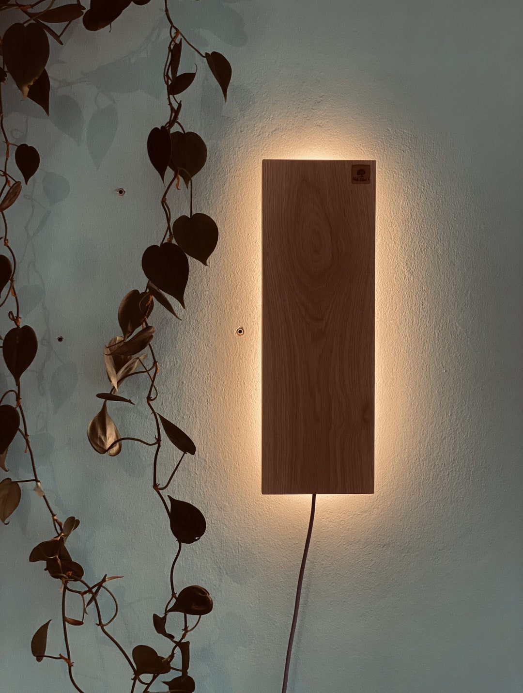 Modern Rustic Solid Wood Wall Lamp With 230V LED Light Strip, Ambient ...