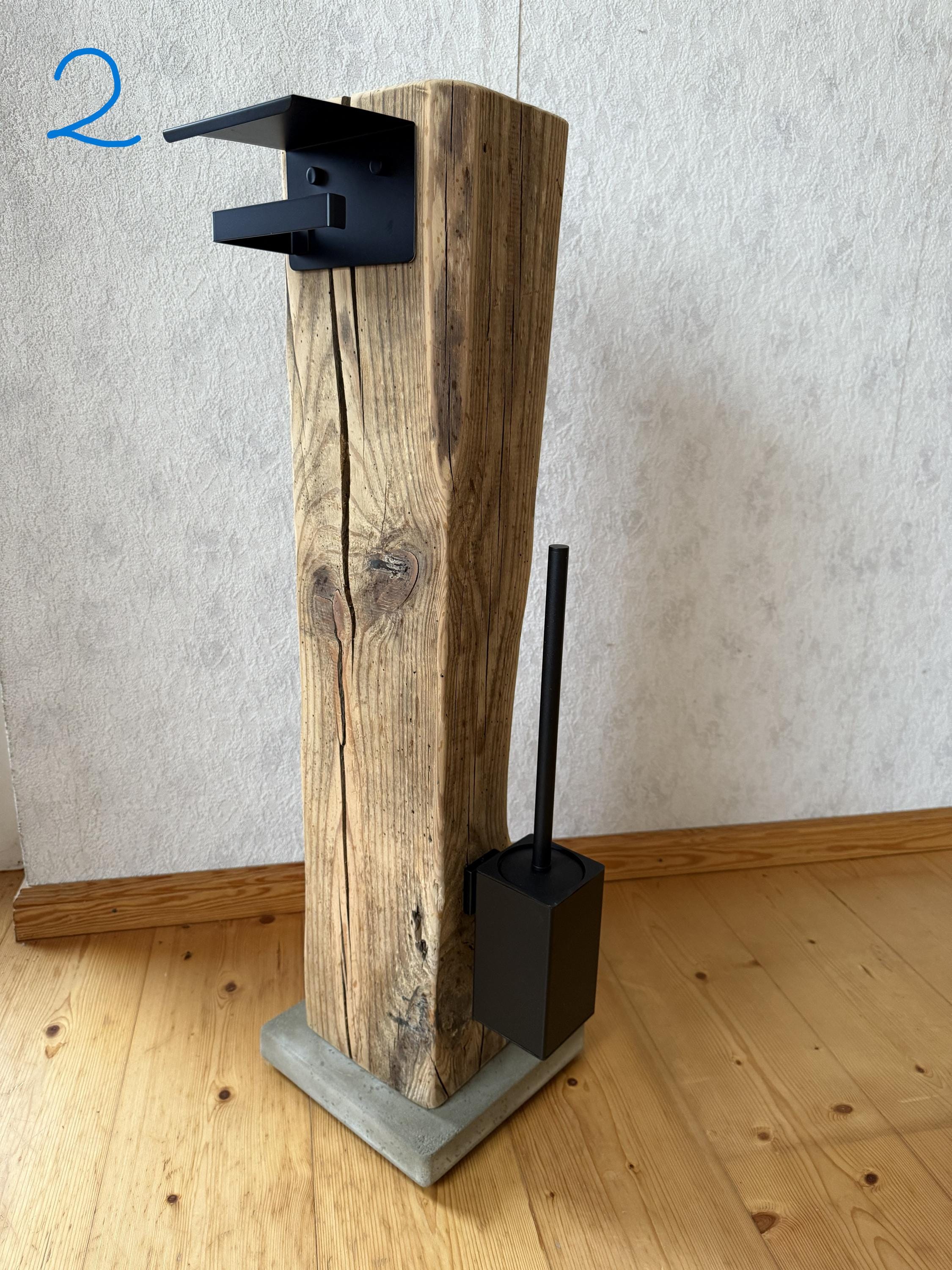 Reclaimed Wood Beam Toilet Set, Toilet Paper Holder, Toilet Brush ...