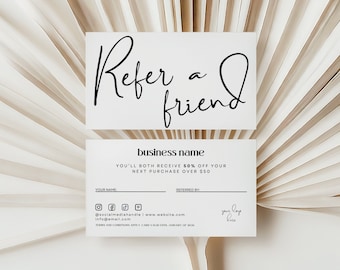 Refer A Friend Card Canva Template | Editable Customer Reward Card ...
