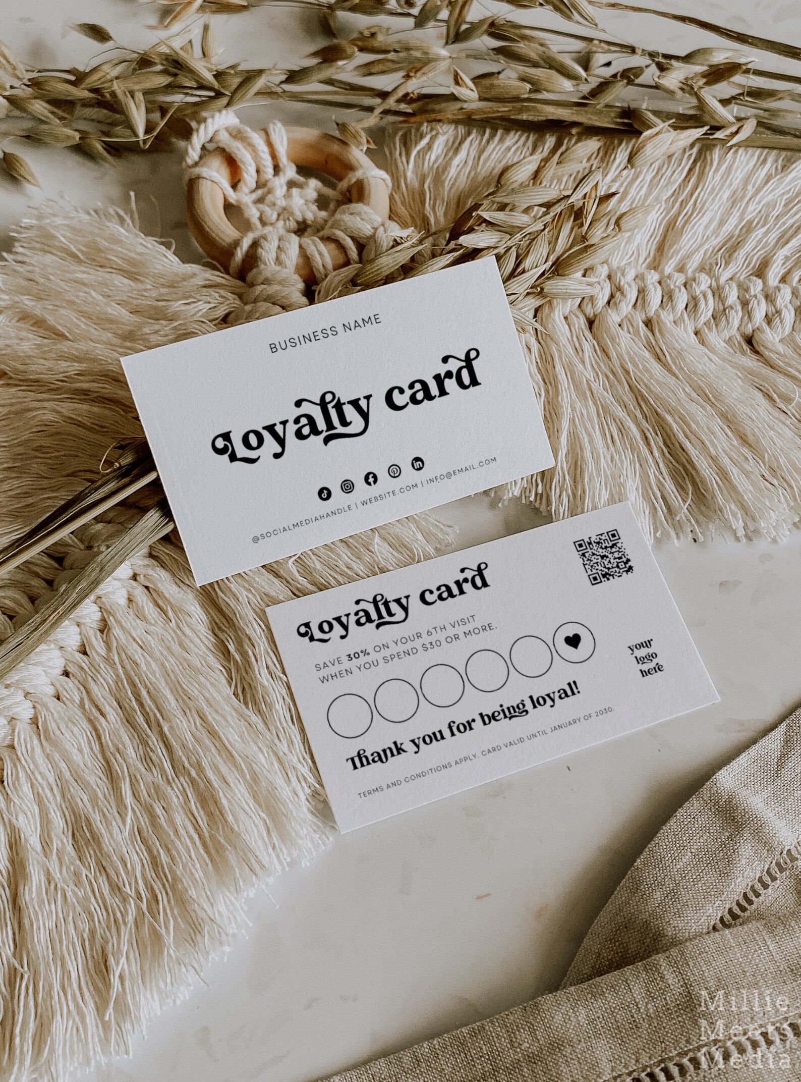 Retro Loyalty Card With QR Code | Discount Card Canva Template ...