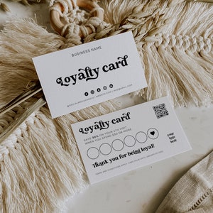 Retro Loyalty Card With QR Code | Discount Card Canva Template ...