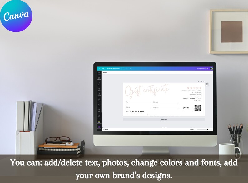 Gift Certificate Template Printable | Gift Card Certificate | Editable ...