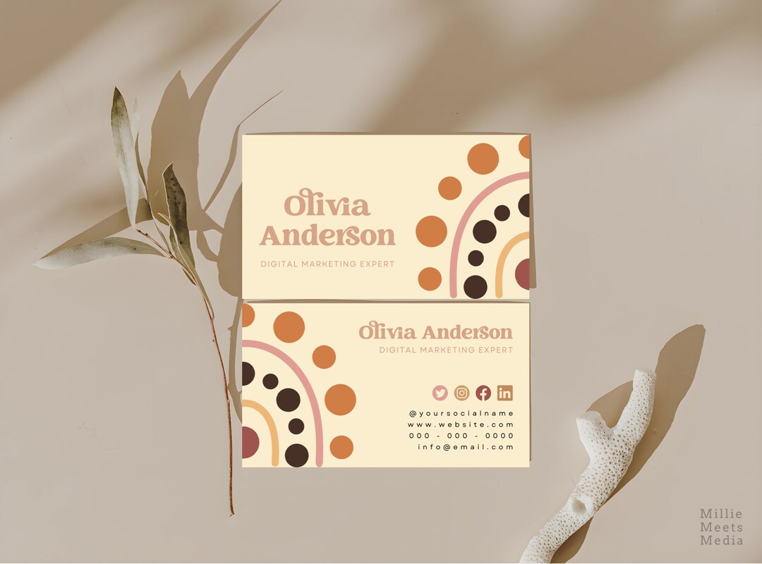 Modern Boho Business Card Template, Unique Business Card, Modern ...