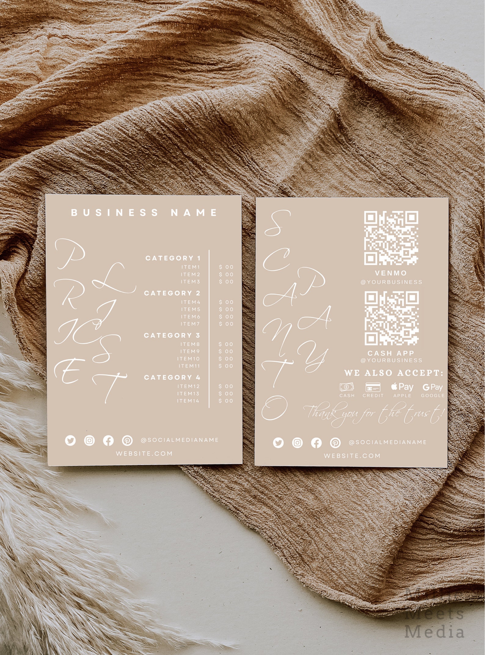 Hair Salon Price List Template & Scan to Pay Sign | QR Code Sign ...