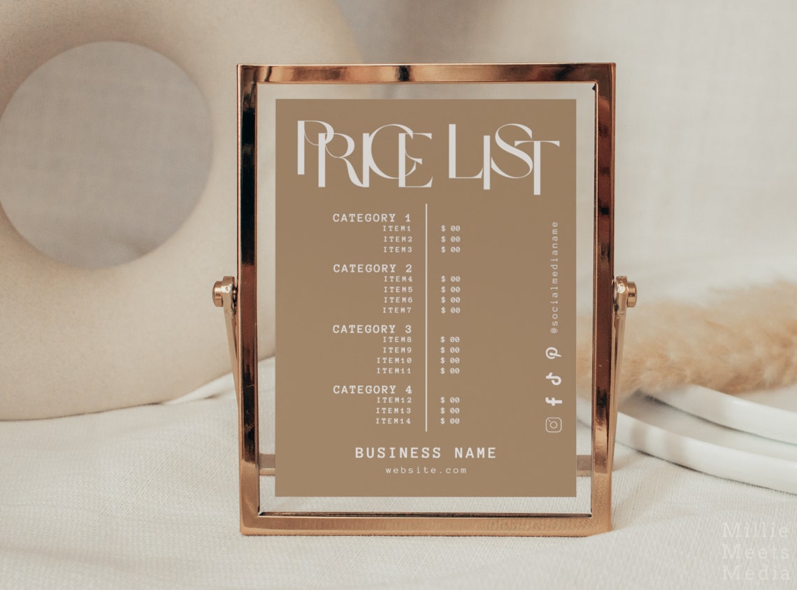 Price List Template & Scan to Pay Sign | QR Code Sign | Editable Price ...