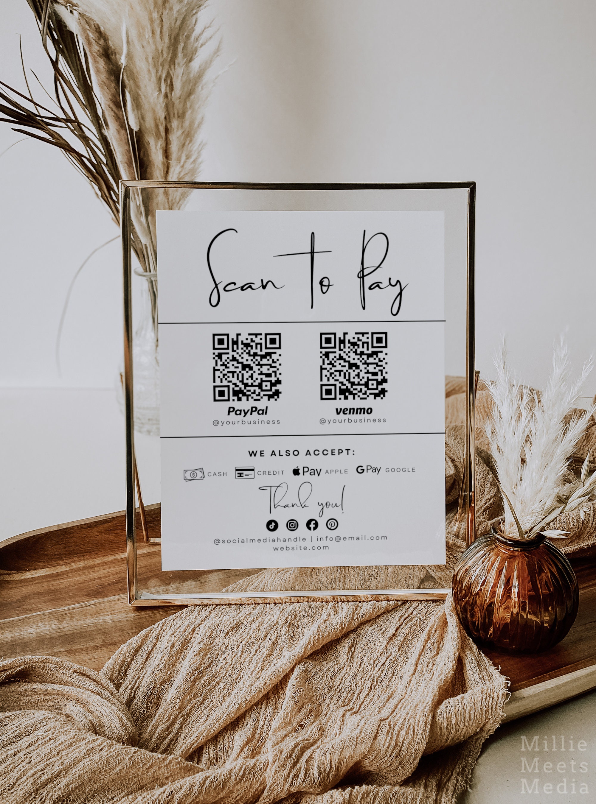 Price List Template & Scan to Pay Sign | QR Code Sign | Price Guide ...