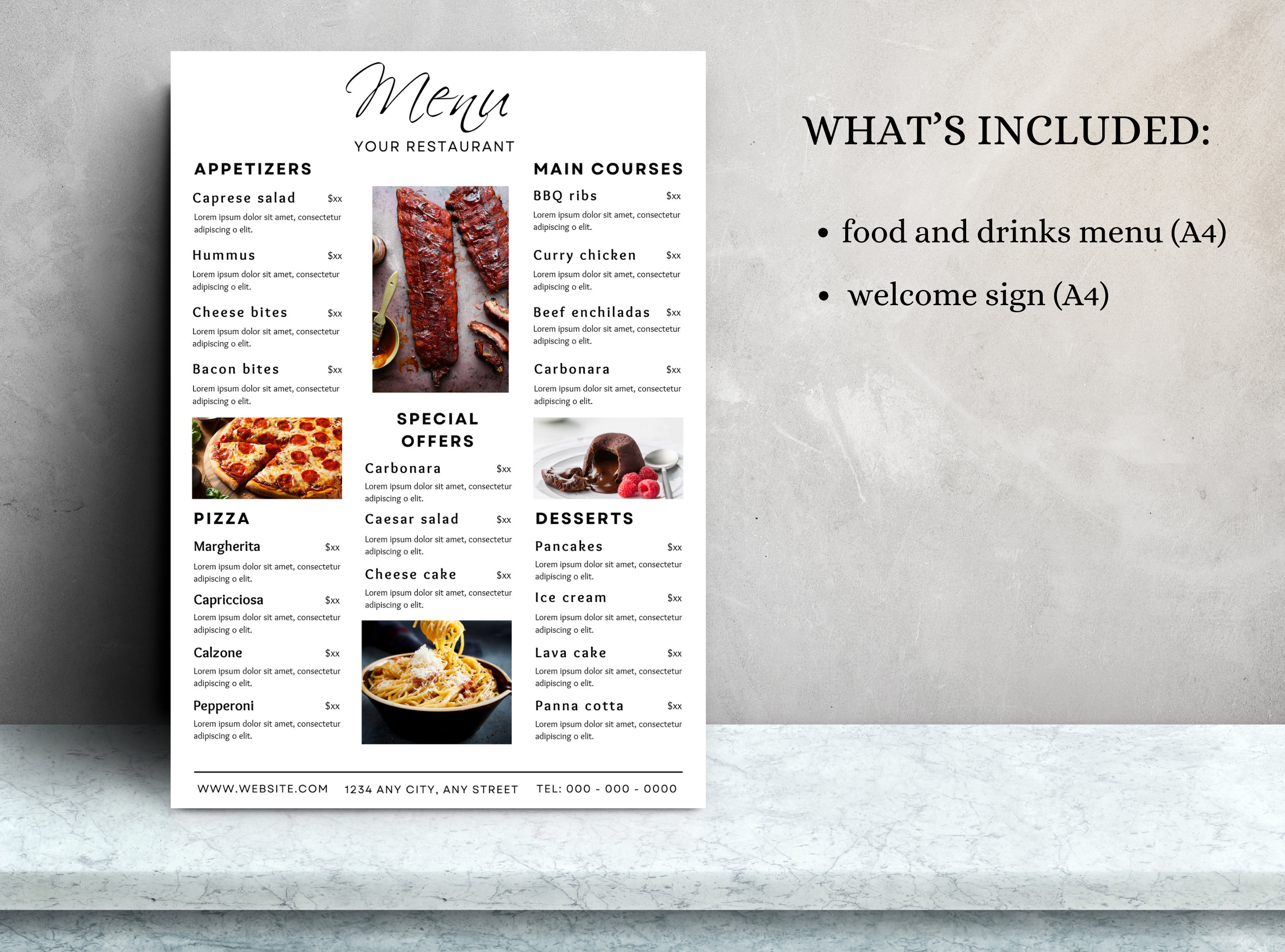 Restaurant Menu Template | Classic Restaurant Menu Bundle | Editable ...