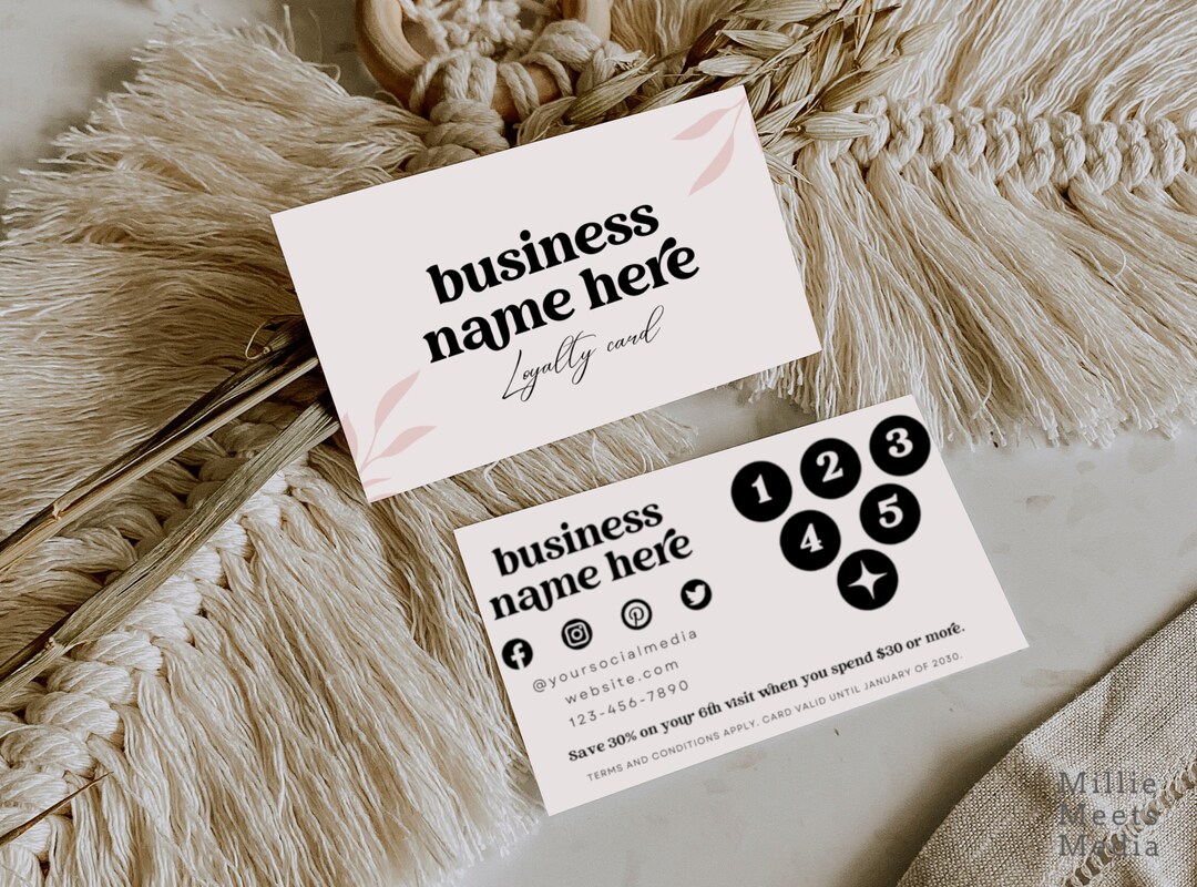 Boho Loyalty Card Template, Editable Customer Loyalty Reward Card Canva ...
