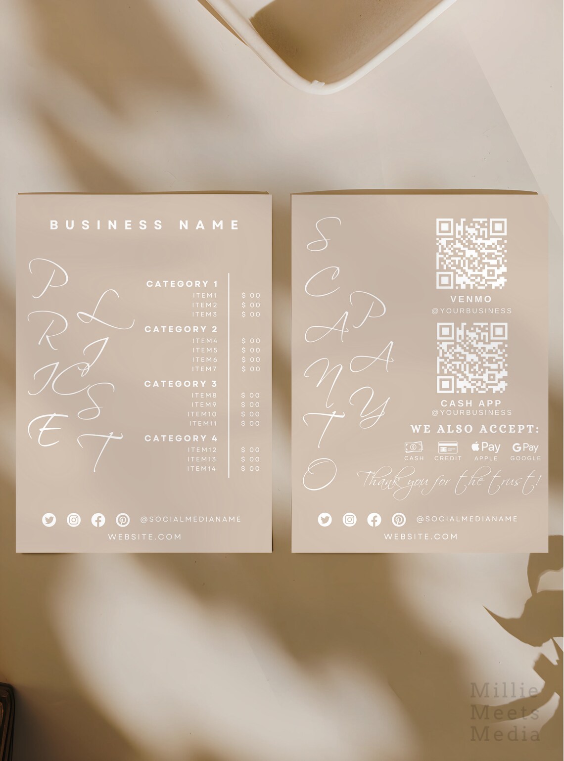 Hair Salon Price List Template & Scan to Pay Sign | QR Code Sign ...