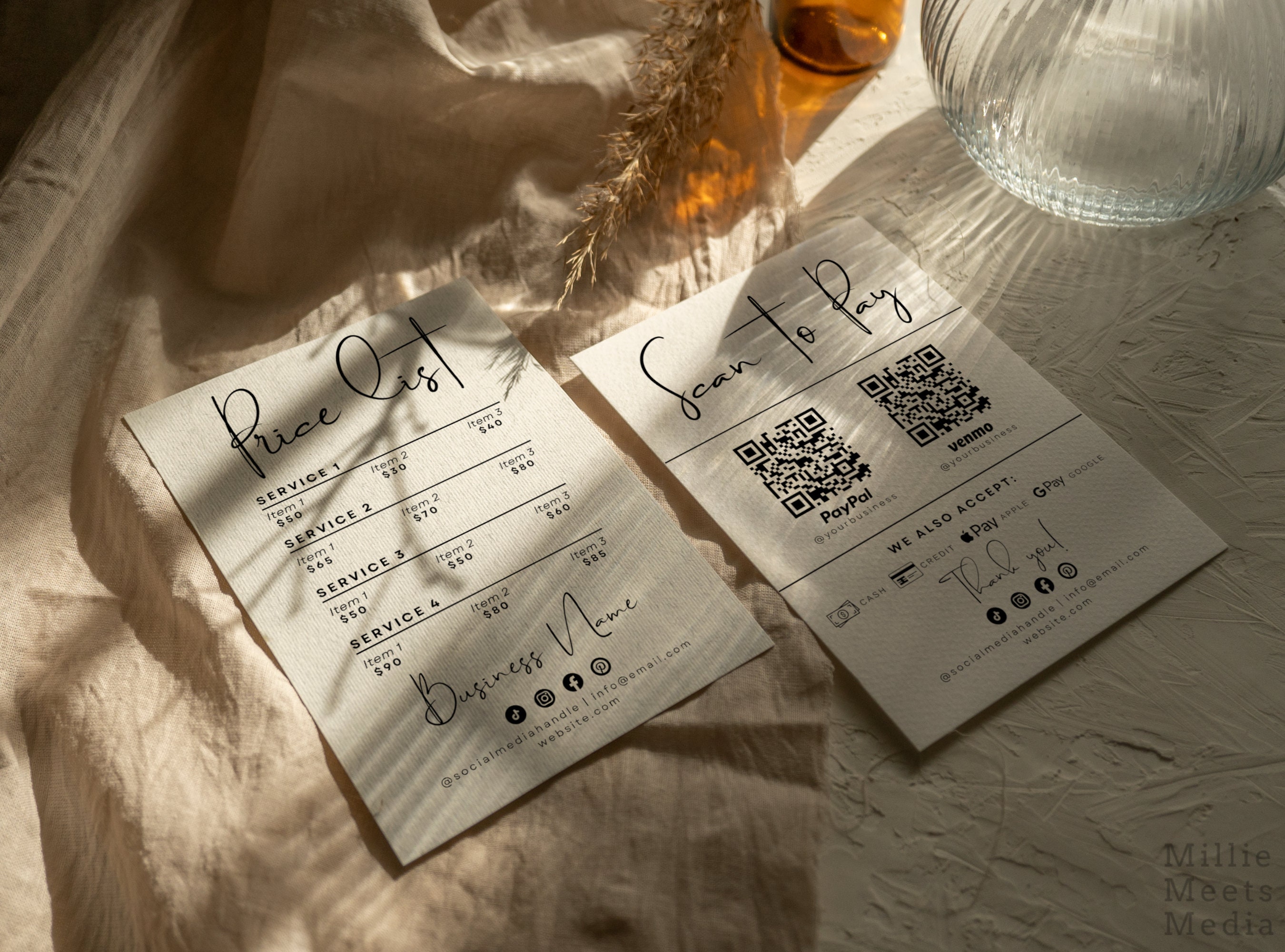 Price List Template & Scan to Pay Sign QR Code Sign Price Guide Custom ...