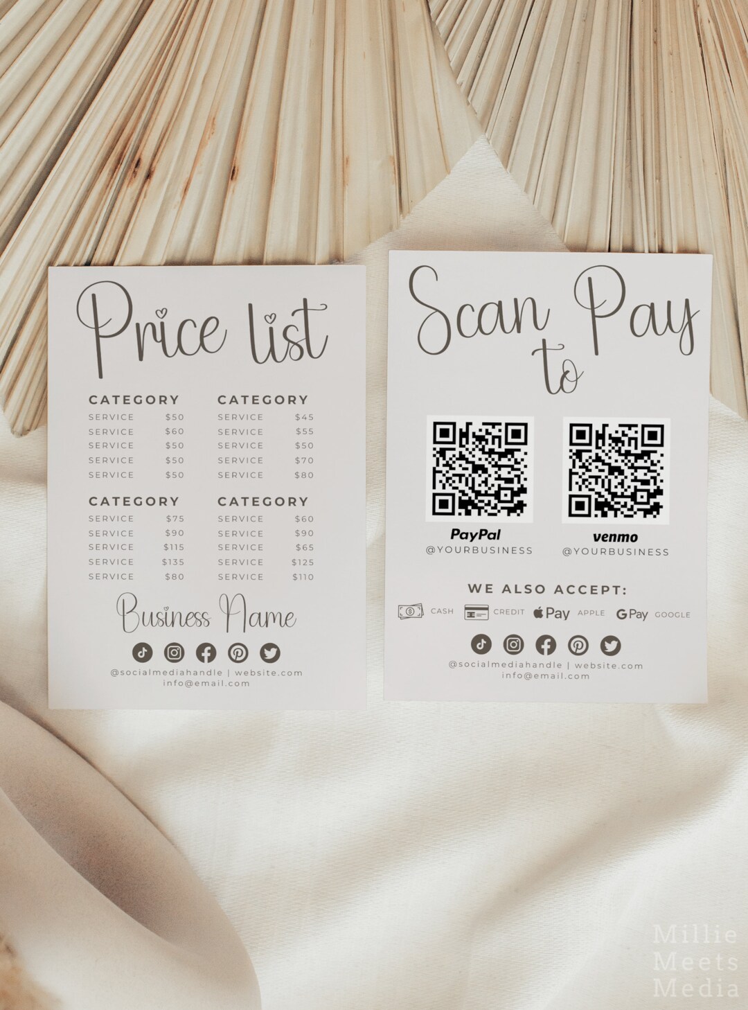 Price List Template & Scan to Pay Sign | Editable Price List Flyer and ...