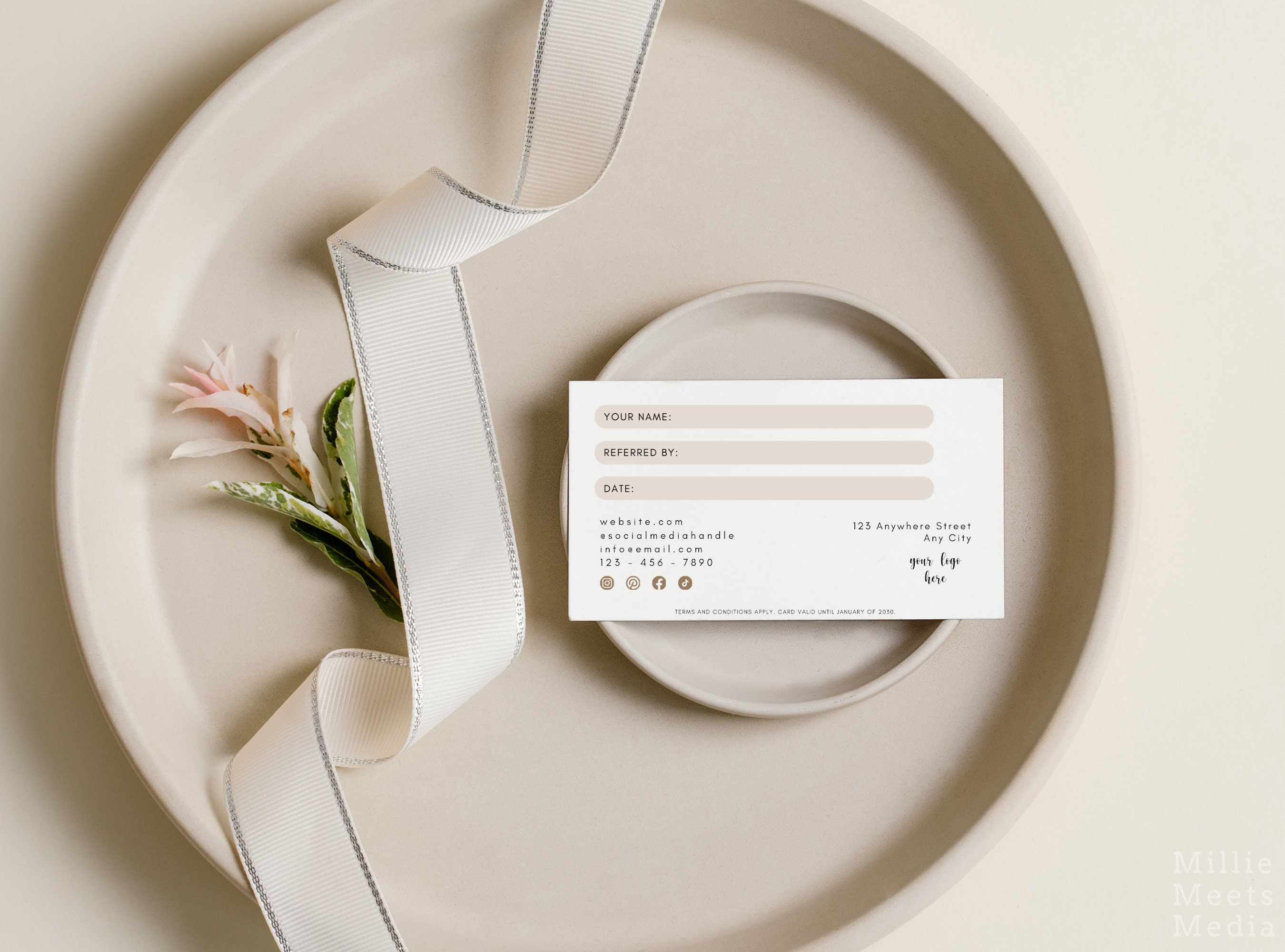 Boho Refer A Friend Card Canva Template Referral Template Customer ...