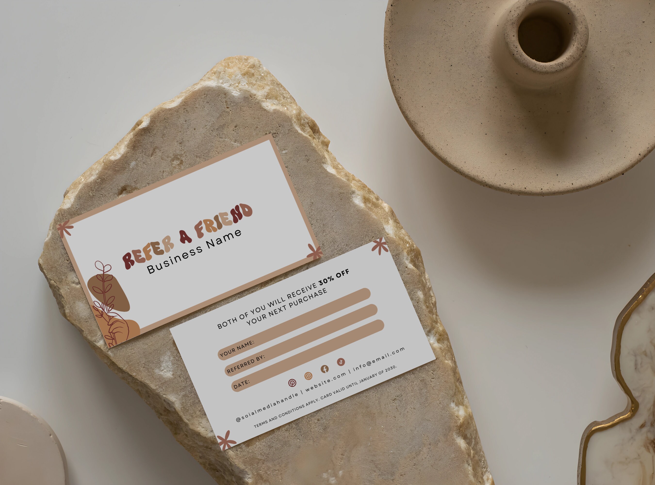 Retro Refer A Friend Card Canva Template | Customer Reward Card ...