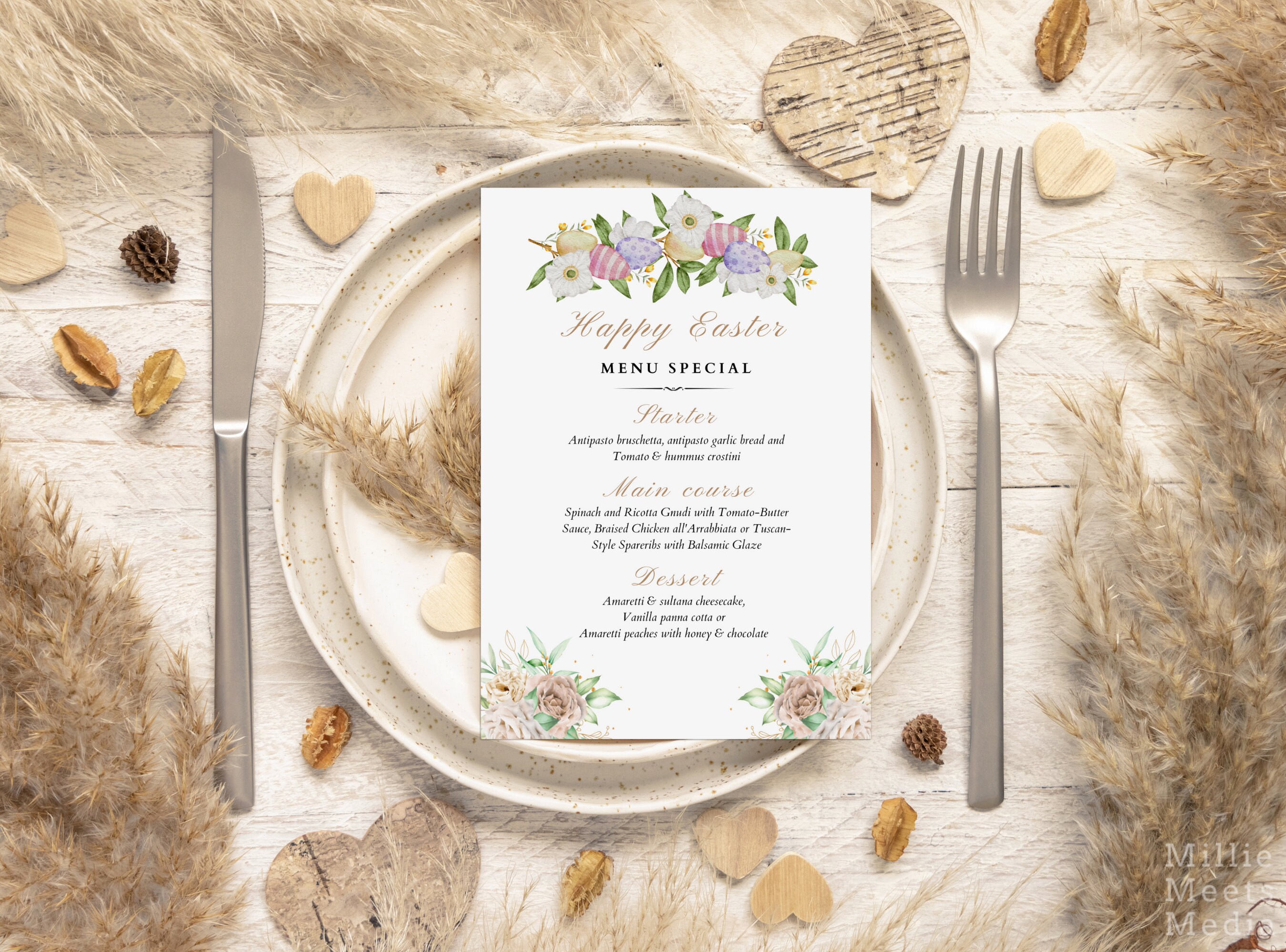 Easter Menu Cards | Editable Food Menu Template for Easter | Floral ...