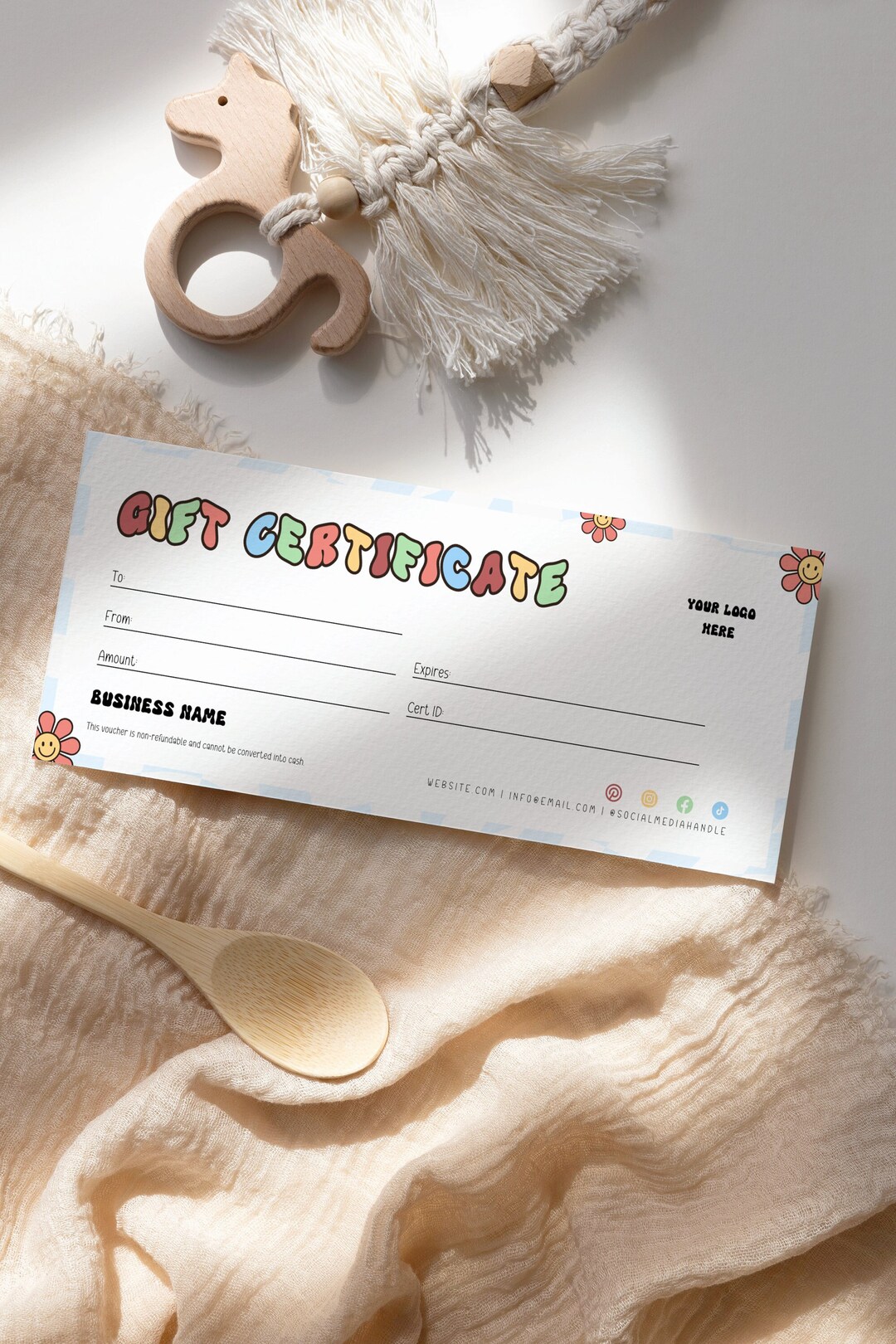 Retro Groovy Gift Certificate Canva Template | Spring Vibes Gift Coupon ...