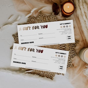 Retro Gift Certificate Template, Add Logo Printable Gift Voucher, DIY ...