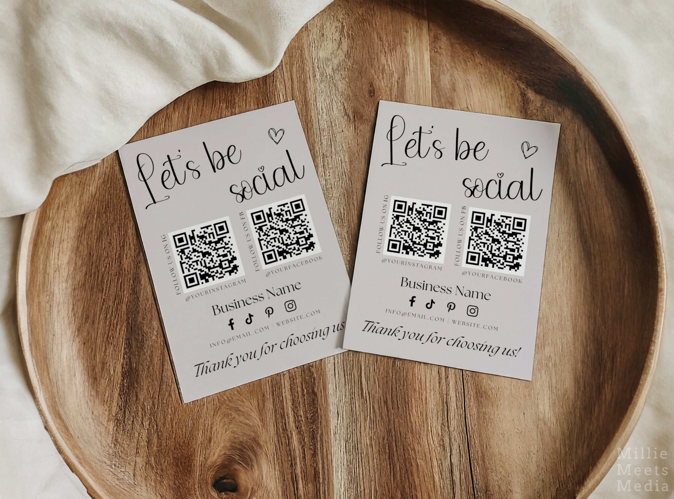 Boho Social Media Sign Canva Template | Printable Let's Get Social ...
