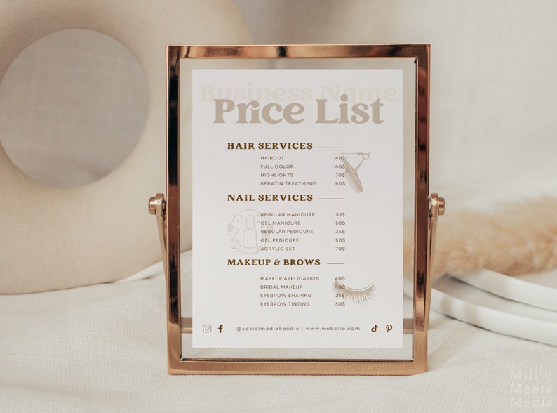 Beauty Salon Hair Price List Template, Editable in Canva Product List ...