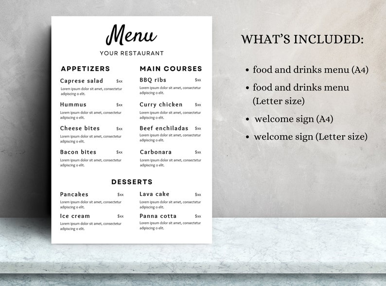 Modern Menu Template | Canva Restaurant Menu Template | Editable Menu ...