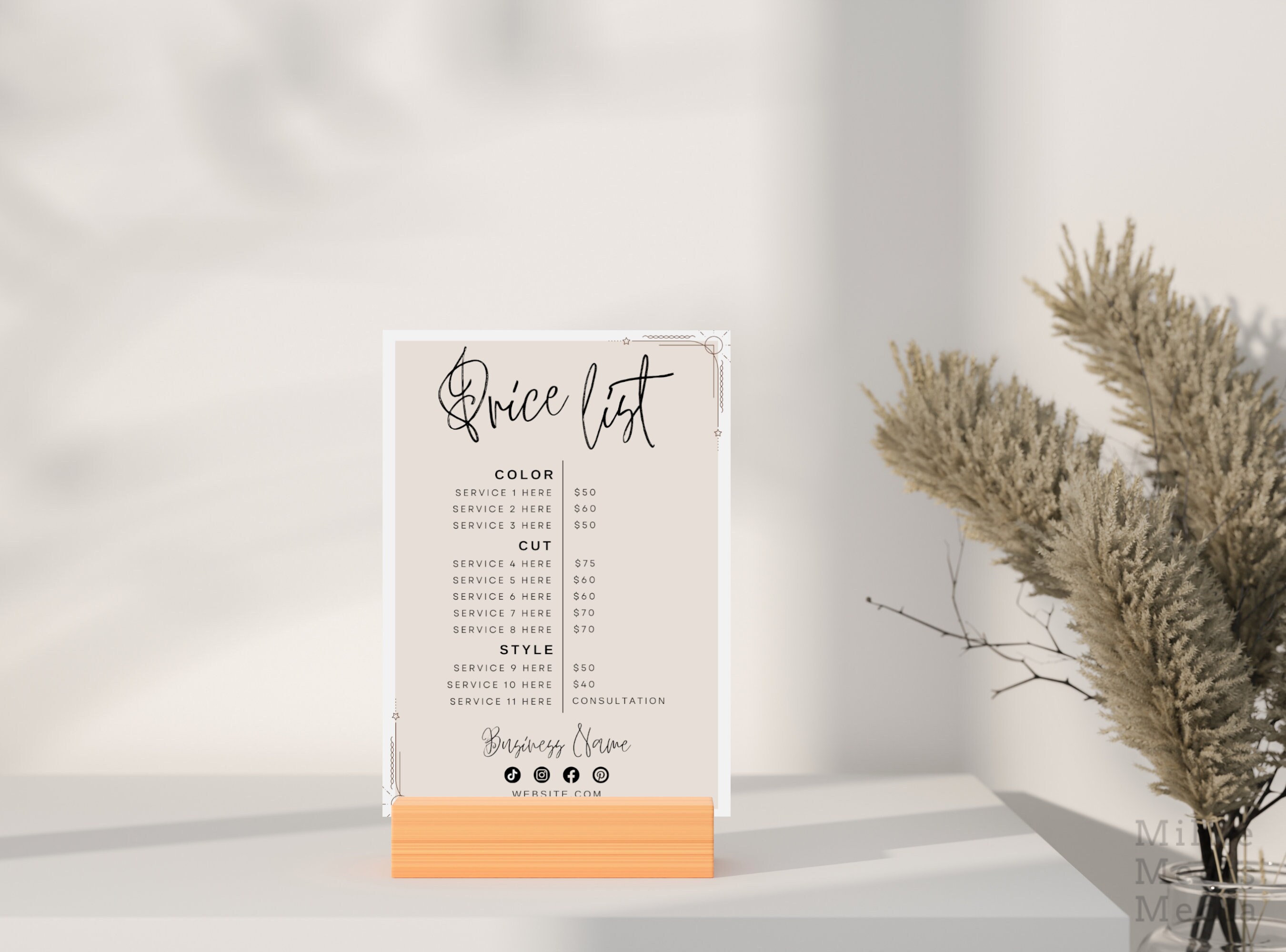 Hair Salon Price List Template & Scan to Pay Sign, QR Code Sign ...