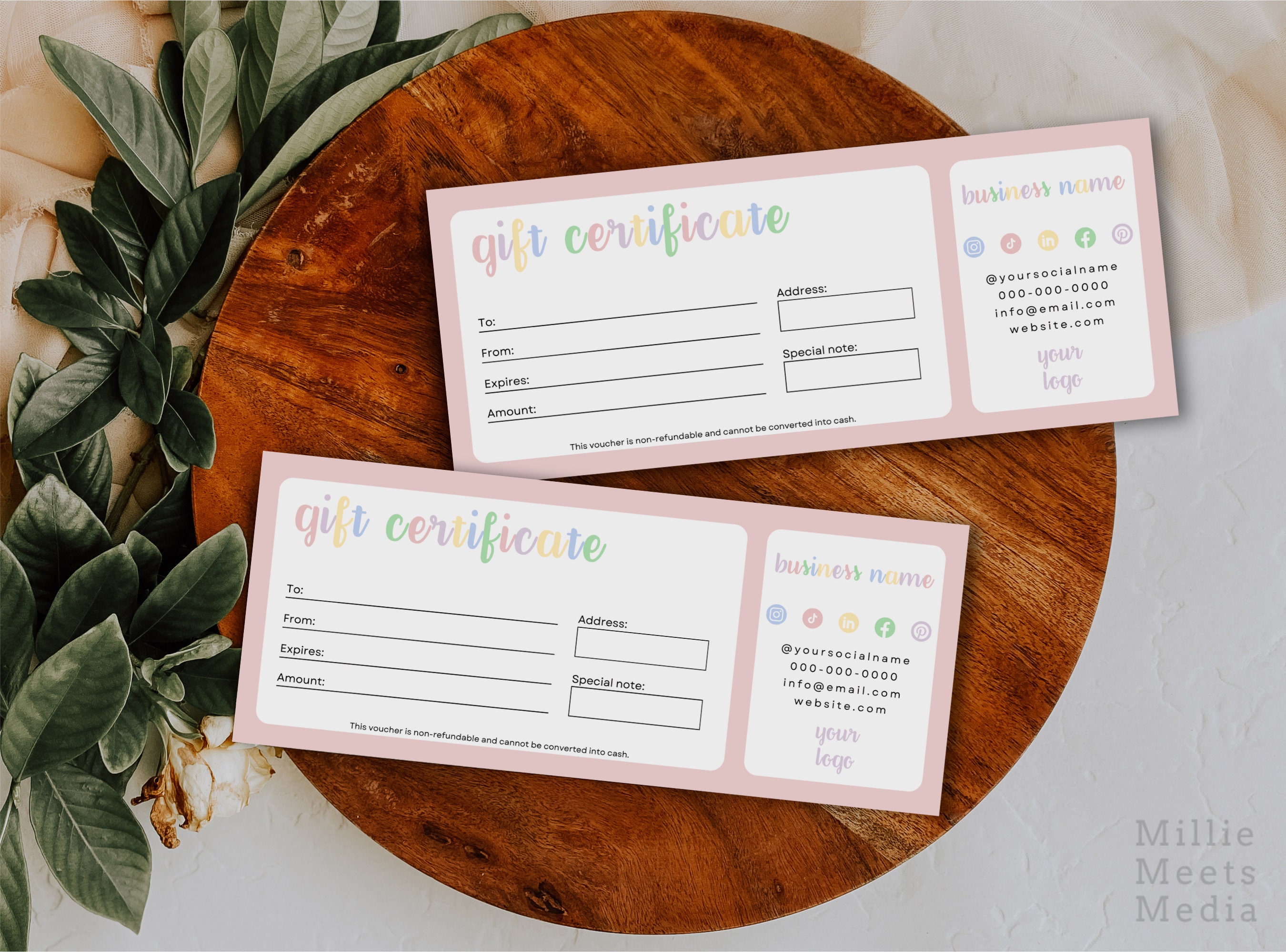 Colorful Gift Certificate Template | Add Logo Printable Gift Voucher ...