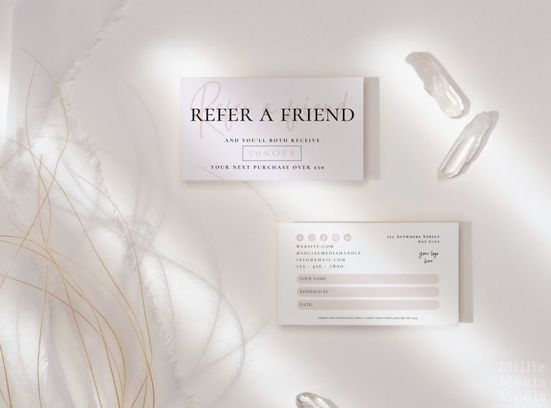 Modern Refer A Friend Card Canva Template | Discount Card | Editable ...
