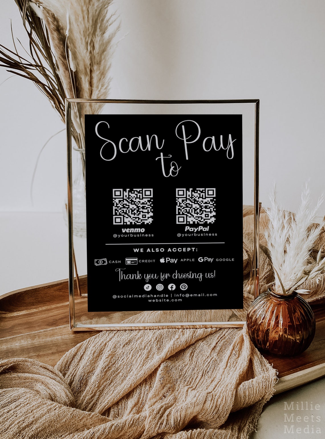 Price List Template & Scan to Pay Sign QR Code Sign Editable Price ...