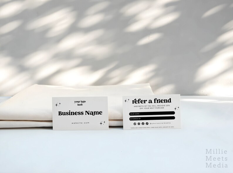 Retro Refer A Friend Card Canva Template, Editable Customer Reward Card ...