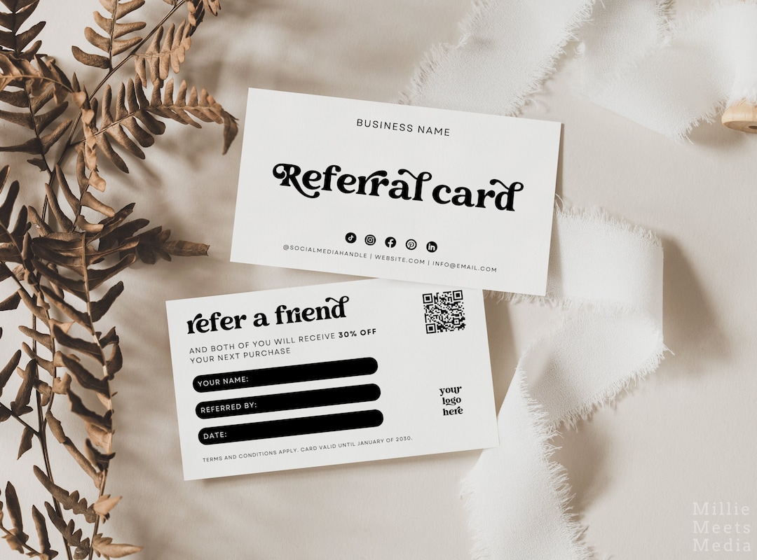 Retro Refer A Friend With QR Code Sign | Printable Discount Card ...