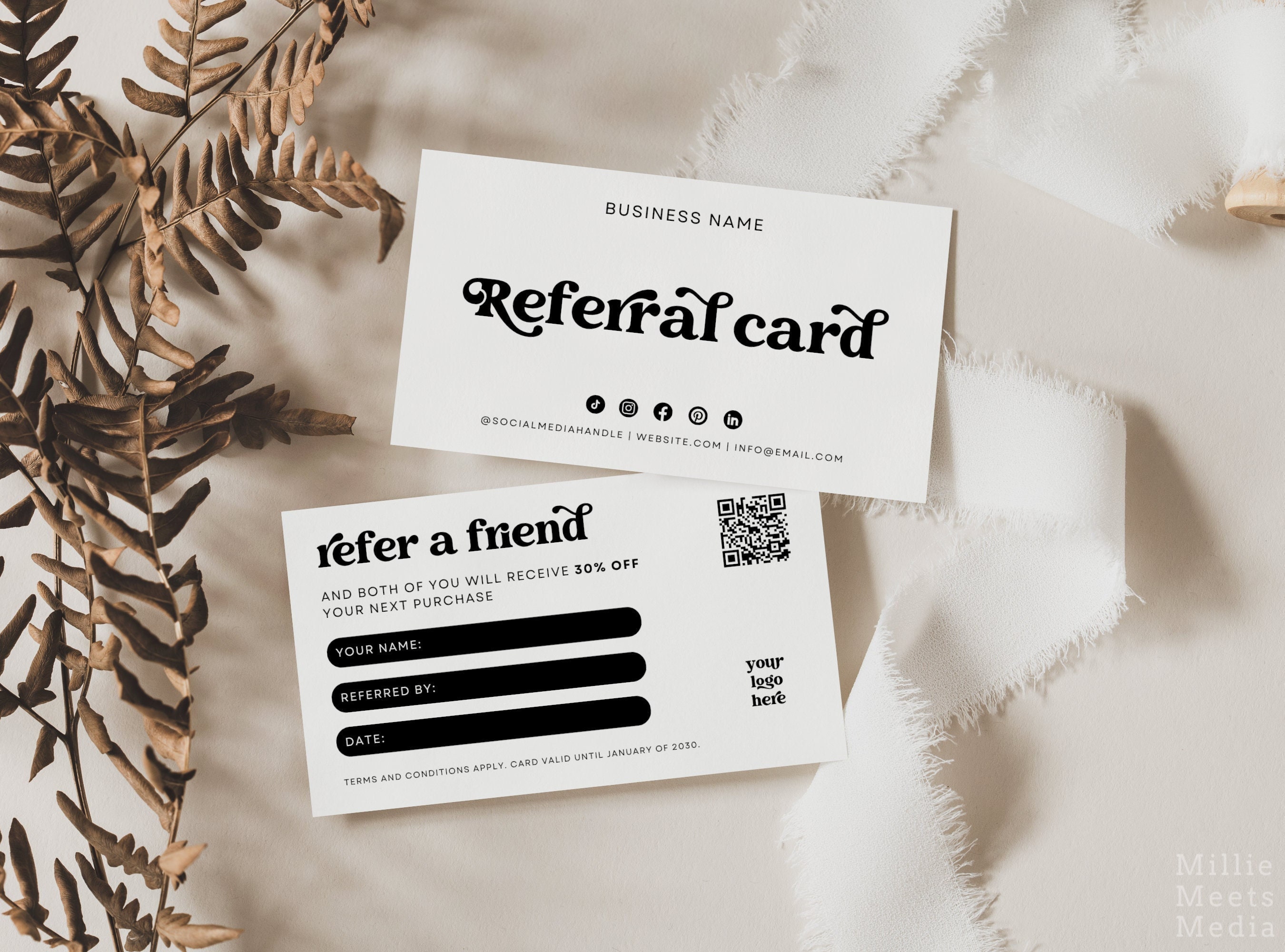Retro Refer A Friend With QR Code Sign | Printable Discount Card ...