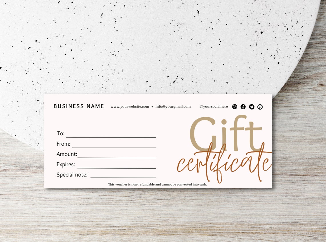 Gif Certificate Card Template, Printable and Editable Gift Certificate ...