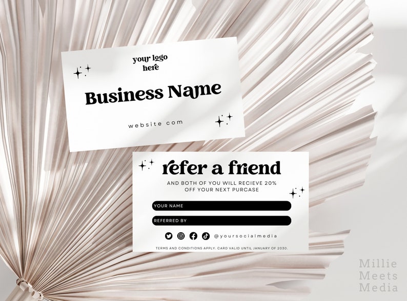 Retro Refer A Friend Card Canva Template, Editable Customer Reward Card ...